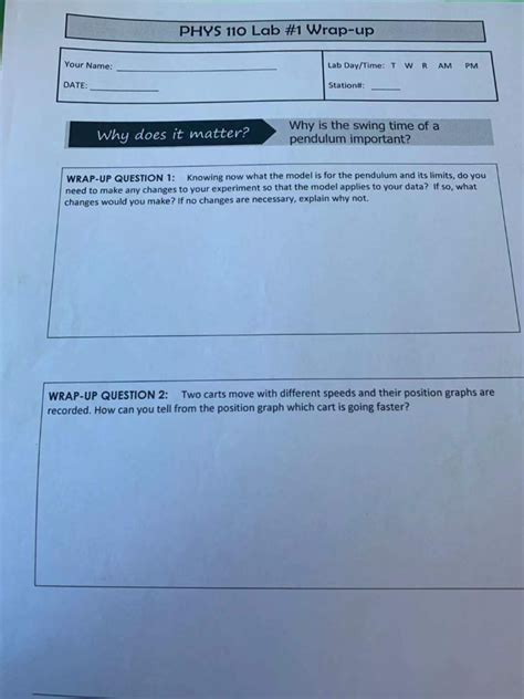 Solved PHYS Lab Wrap Up Your Name Lab Day Time T W Chegg Com