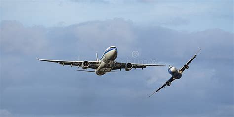 2 Aircraft In Mid Air Collision Near Miss Stock Image Image Of