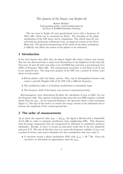 Pdf The Planets Of The Binary Star Kepler 16