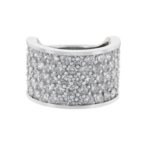 14k White Gold Pave Diamond Half Dome Ring 944 Carat For Sale At 1stdibs