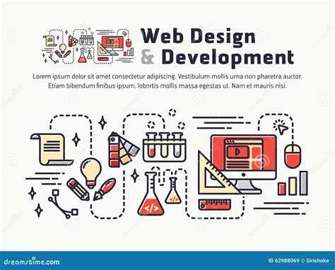Web Design And Development Icons And Symbols For Web Header Banner Stock Vector Illustration
