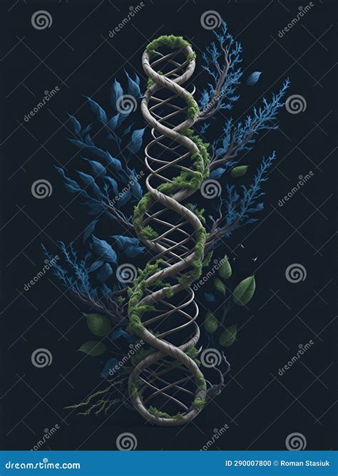 Dynamic Representation Of A Dna Helix Merging With Nature S Elements