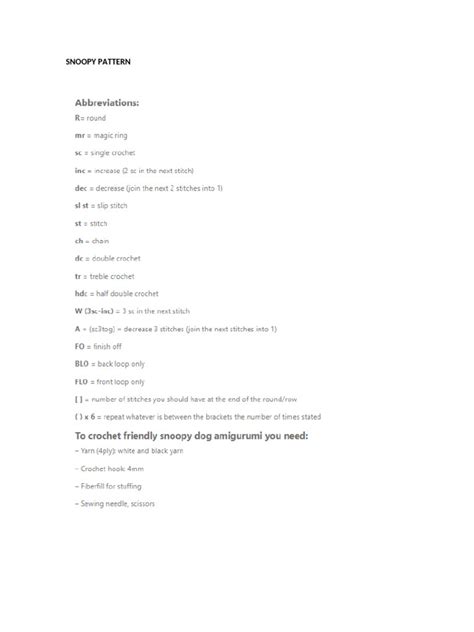 Snoopy Pattern Pdf Snoopy Pattern Pdf