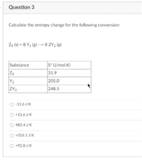 Solved Calculate The Entropy Change For The Following Chegg