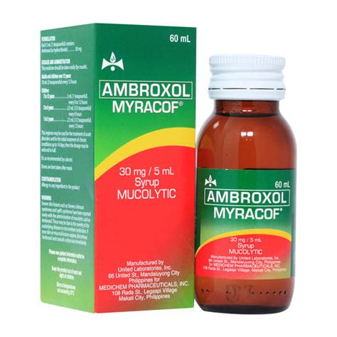 Myracof Ambroxol Hydrochloride 30mg 5ml Syrup 60ml Price In The