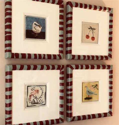 Red And White Striped Picture Frames