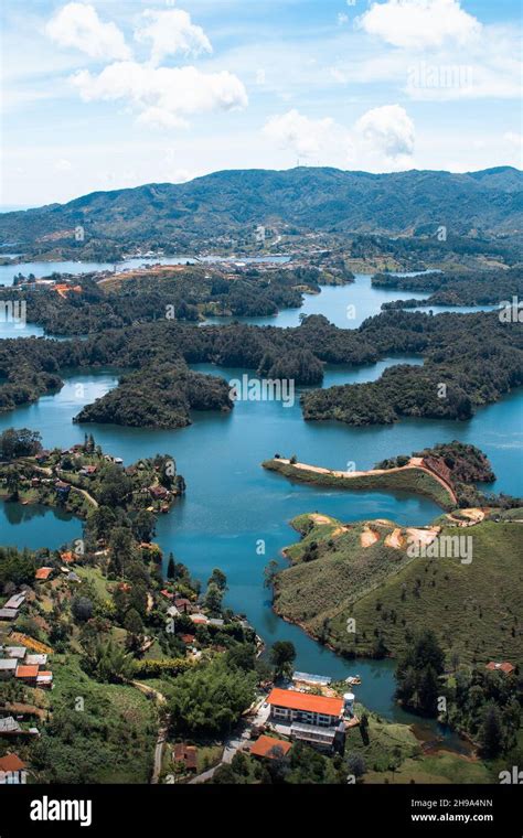 A View Of Peñol Guatape Reservoir From The Summit Of Piedra Del Peñol