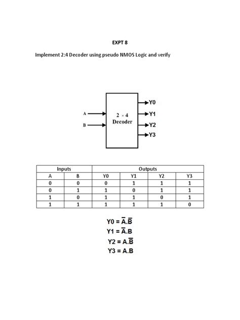 Implement 24 Decoder Using Pseudo Nmos Logic And Verify Expt 8 Pdf