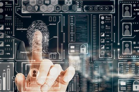 Premium Photo Glowing Blue Fingerprint Interface