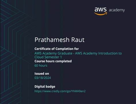 Prathamesh Raut On Linkedin Awsacademy Cloudcomputing Graduatejourney