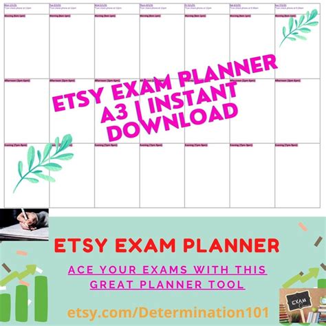 Exam Planner Template Etsy