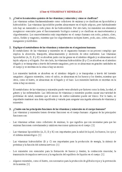 Vitaminas Y Minerales Clase 4 Vitaminas Y Minerales ¿cuál Es La