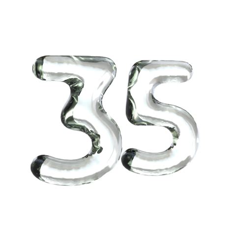 Number 35 3d Render With Glass Material 28634317 Png