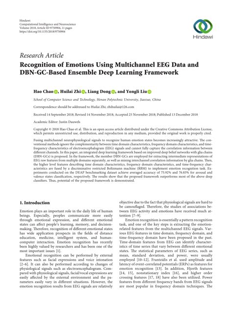 PDF Recognition Of Emotions Using Multichannel EEG Data And DBN GC Based Ensemble Deep