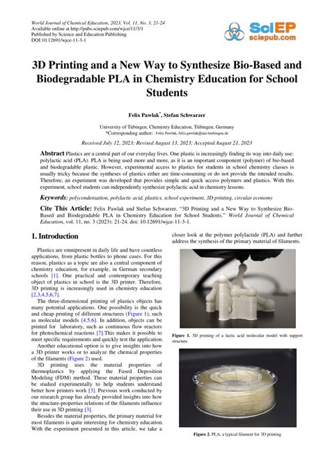 Pdf 3d Printing And A New Way To Synthesize Bio Based And