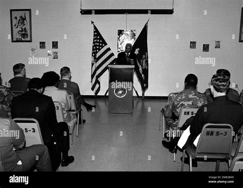 Capt Philip J Holwager Chaplain Corps U S Navy Addresses Marines During A Martin Luther