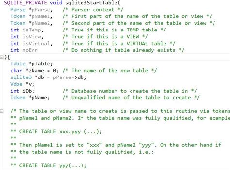 表的创建 Sqlite源码分析