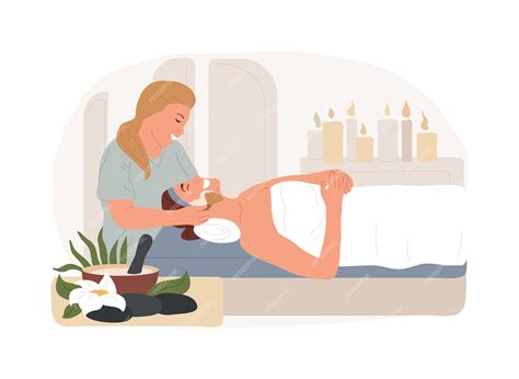 스파 살롱 격리 개념 벡터 일러스트 레이 션 웰빙 스킨케어 휴식 마사지 미용 치료 아로마테라피 전문 화장품 바디 케어 럭셔리