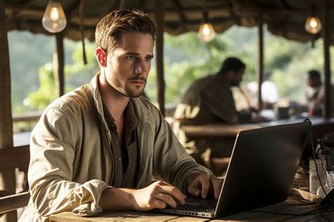 Premium Photo Male Freelancer Working At Computer