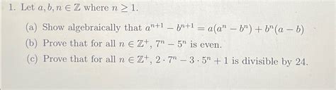 Solved Let Abninz Where N≥1a ﻿show Algebraically That