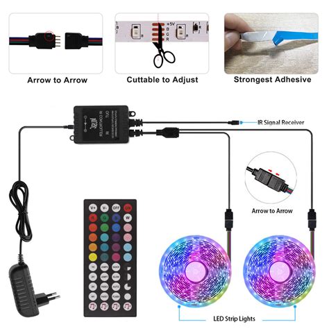 BANDE LED 5050 20M Music Bande lumineuse Led RGB 5050 12V DC 5 10 15 20M lumière fluo