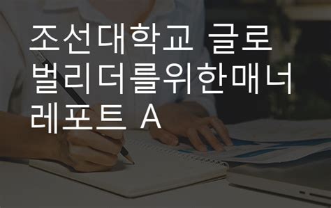조선대학교 글로벌리더를위한매너레포트 A