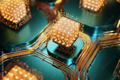 luminous processor abstract technological background from blocks