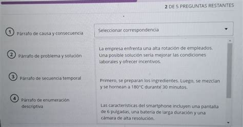 Seleccionar Correspondencia 1 Prrafo De Causa Y Consecuencia 2 Prrafo