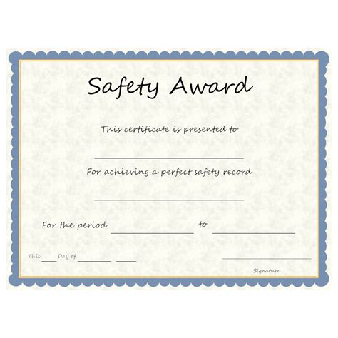 Safety Recognition Certificate Template