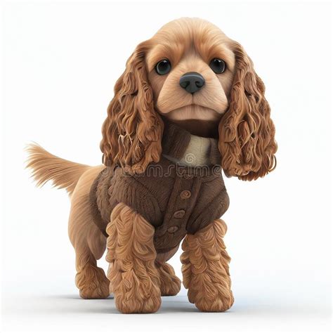 Domestic Dog Cocker Brown Spaniel With Wavy Hair And Long Ears In A