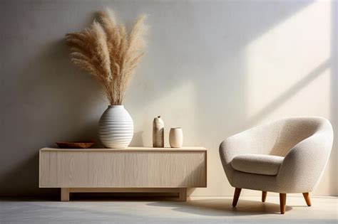 Premium Photo Modern Living Room Interior With Chair And Pampas Grass