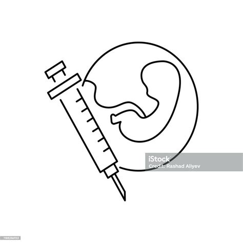 배아 주입 아이콘 Ui 및 Ux 웹 사이트 또는 모바일 응용 프로그램에 대한 인공 수정 아이콘의 간단한 라인 개요 벡터 백신