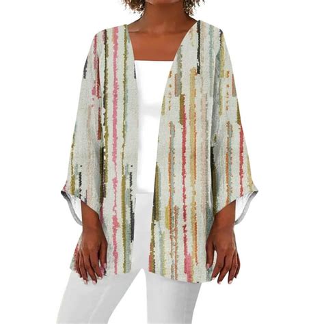 Xddlitp Summer Cardigans For Women Lightweight 34 Sleeve Plus Size
