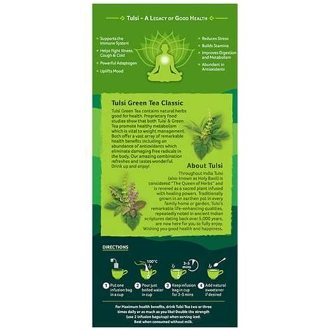 Buy Organic India Infusion Bags Tulsi Green Tea 25 Bags Carton Online
