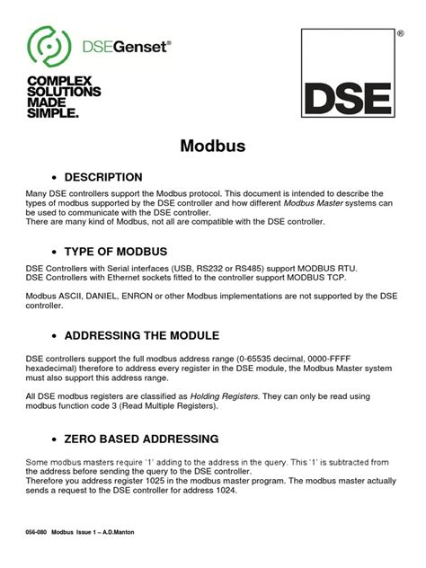 056 080 Modbus Pdf Telecommunications Data Transmission