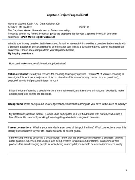 Capstone Draft Proposal Pdf Fundraising Mentorship