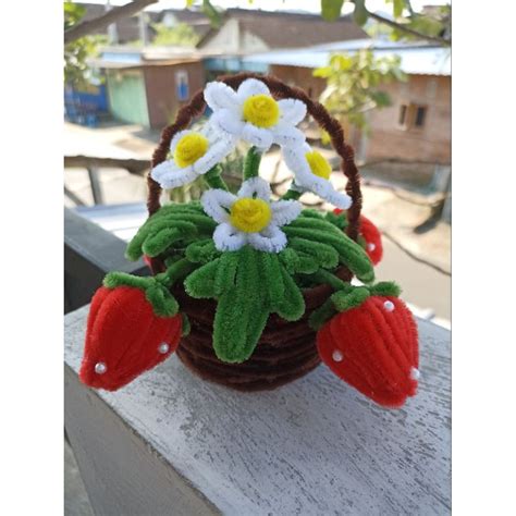 Jual Bunga Kawat Bulu Strawberry Shopee Indonesia