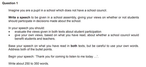 Question 1 Model Answer Speech Cambridge Cie Igcse English Language Revision Notes 2018