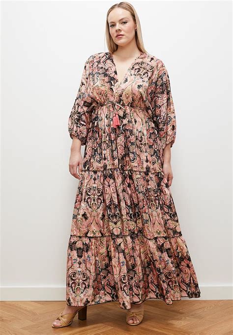 Satin Dolman Sleeve Maxi Dress Print1