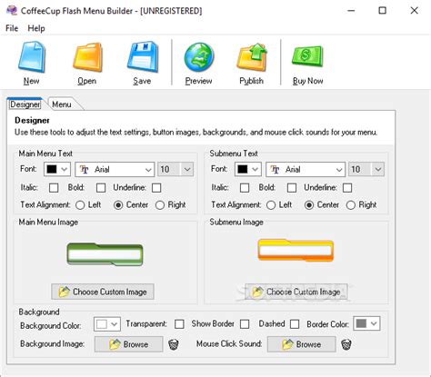 coffeecup flash menu builder 3 5 download review screenshots