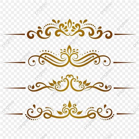 Set Of Gold Decorative Elements On Transparent Background Png Clipart