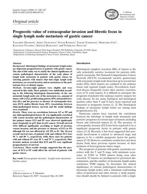 Pdf Prognostic Value Of Extracapsular Invasion And Fibrotic Focus In Single Lymph Node