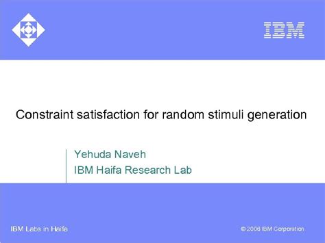Constraint Satisfaction For Random Stimuli Generation Yehuda Naveh