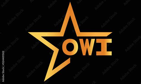 Owi Golden Luxury Star Icon Three Letter Logo Design Vector Template