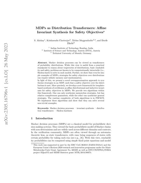 Mdps As Distribution Transformers Affine Invariant Synthesis For