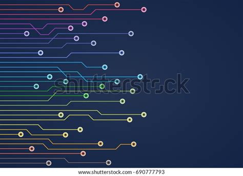 Abstract Technological Blue Background Colorful Elements Stock Illustration 690777793