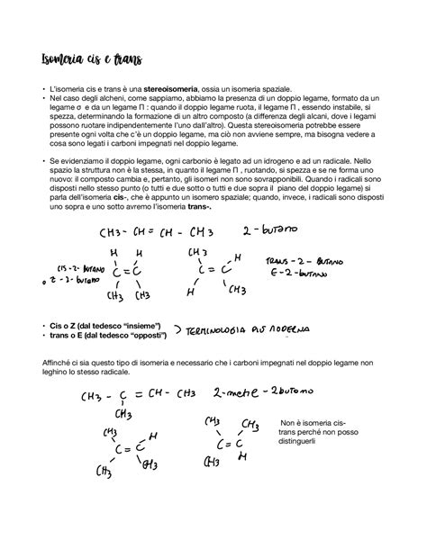 Isomeria Cis E Trans Appunti Di Chimica Organica Docsity