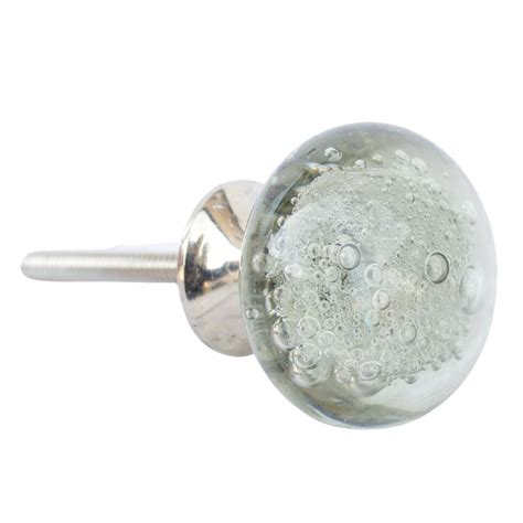 Glass Bubble Knob In Grey Cabinet Knobs Coastal Decor Dresser Hardware Etsy