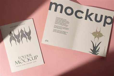 Premium Psd Bifold Folder Mock Up Design