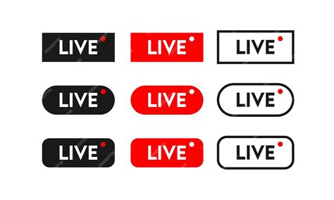 Premium Vector | Live broadcast button set in flat style , streaming vector icon